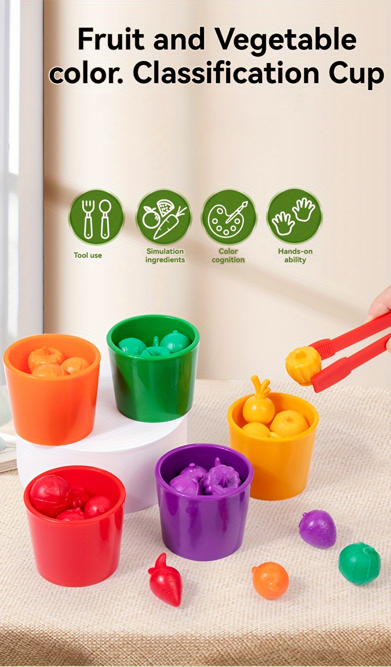 Montessori Bead Sorting Toy For Youngsters 3-6 Years - Vegetable ...