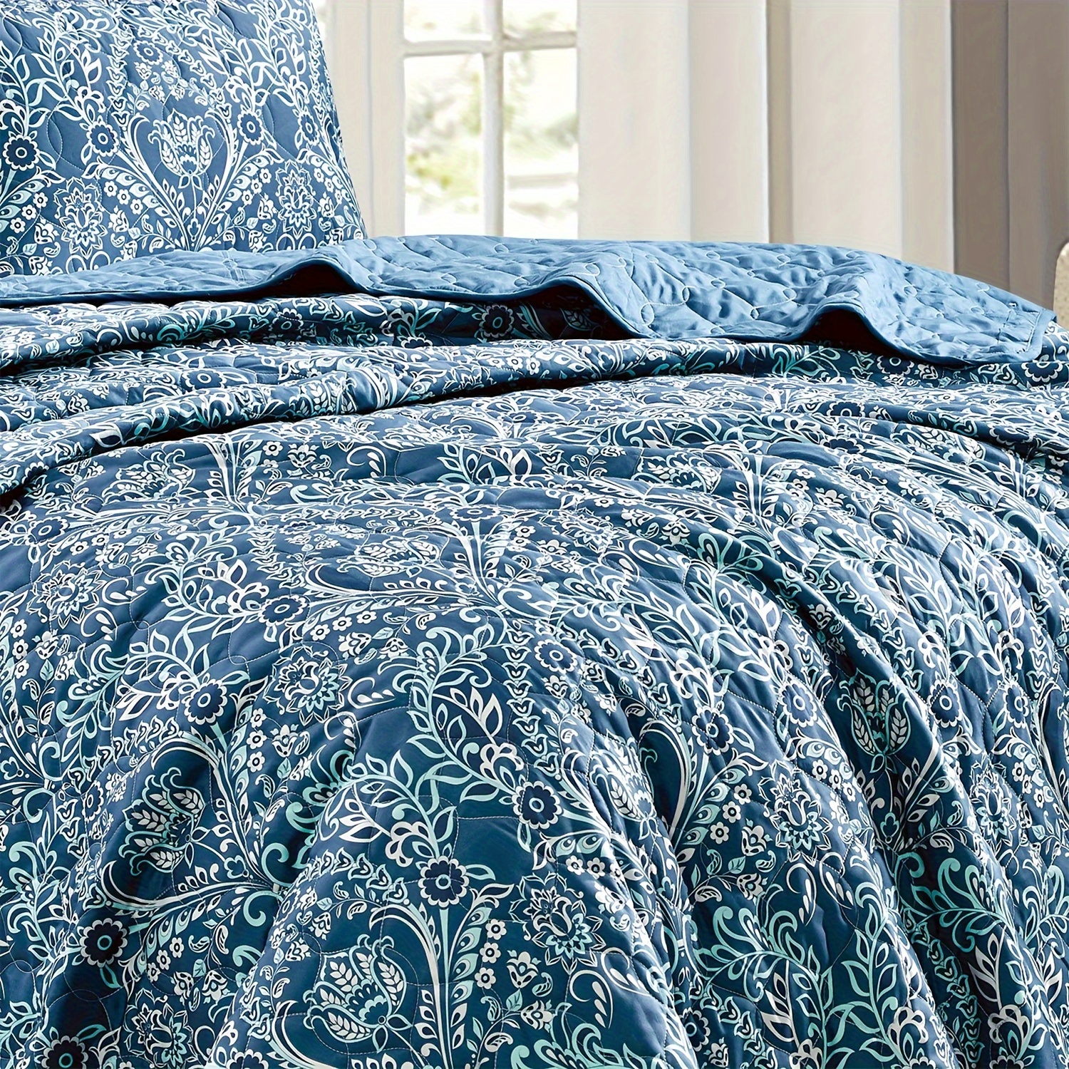 Printed Bedspread Set Reversible Quilted Coverlet Set - Temu