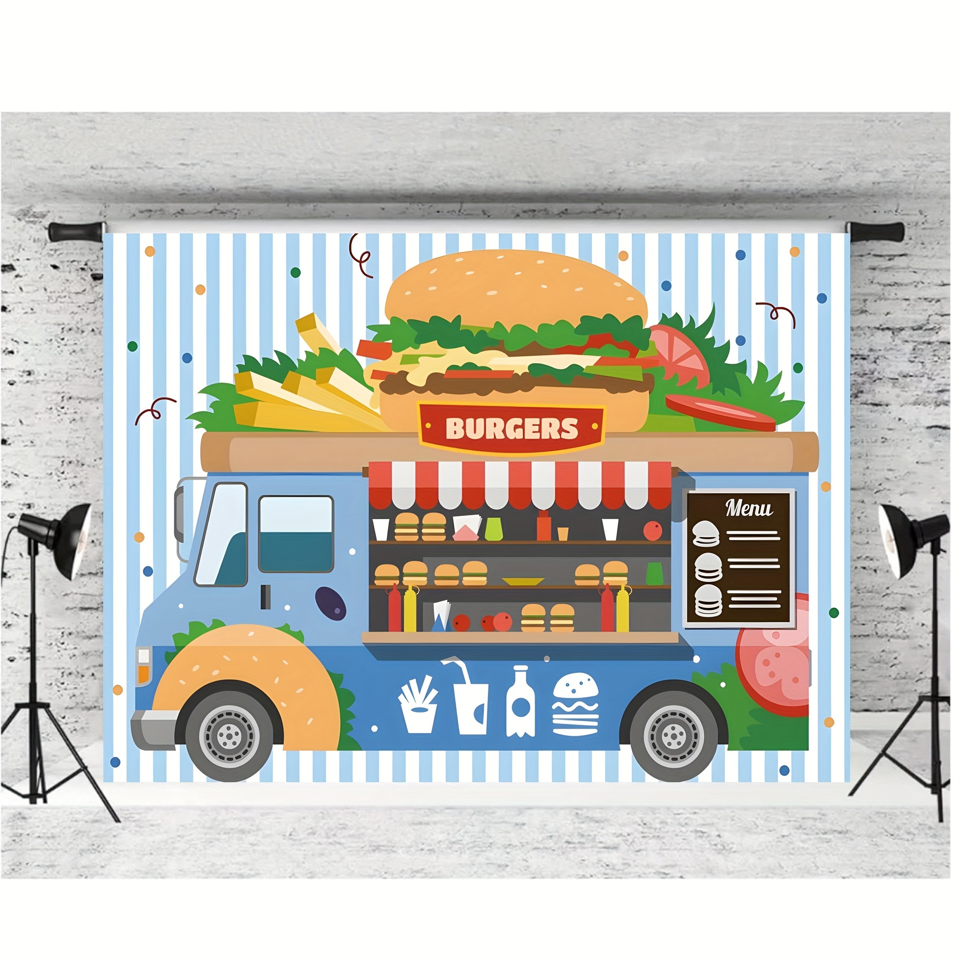Photography Backdrop Burger Fries Cooking Theme Fast Food - Temu