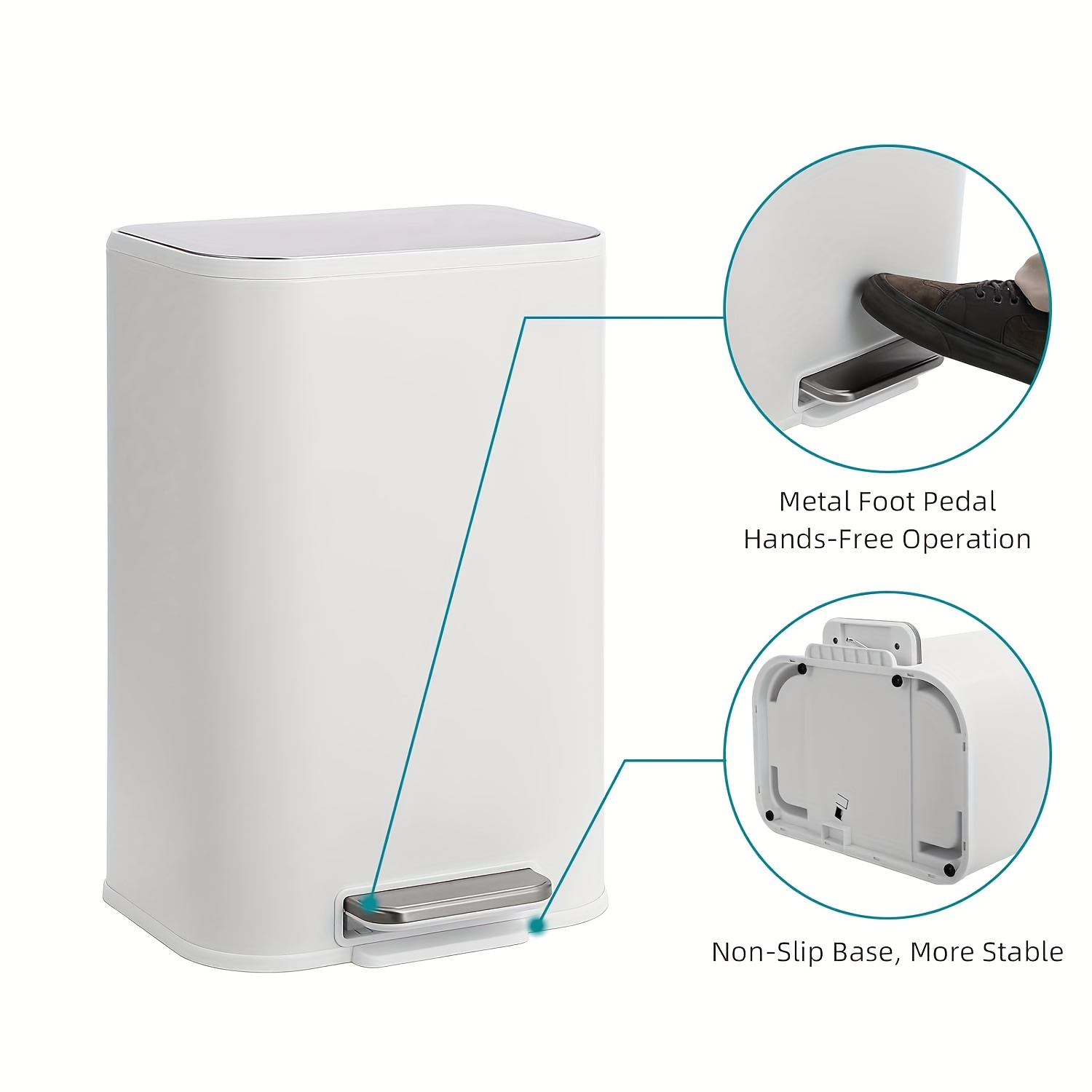 Bathroom Trash 3.2 Gallon Stainless Steel Garbage Lid - Temu