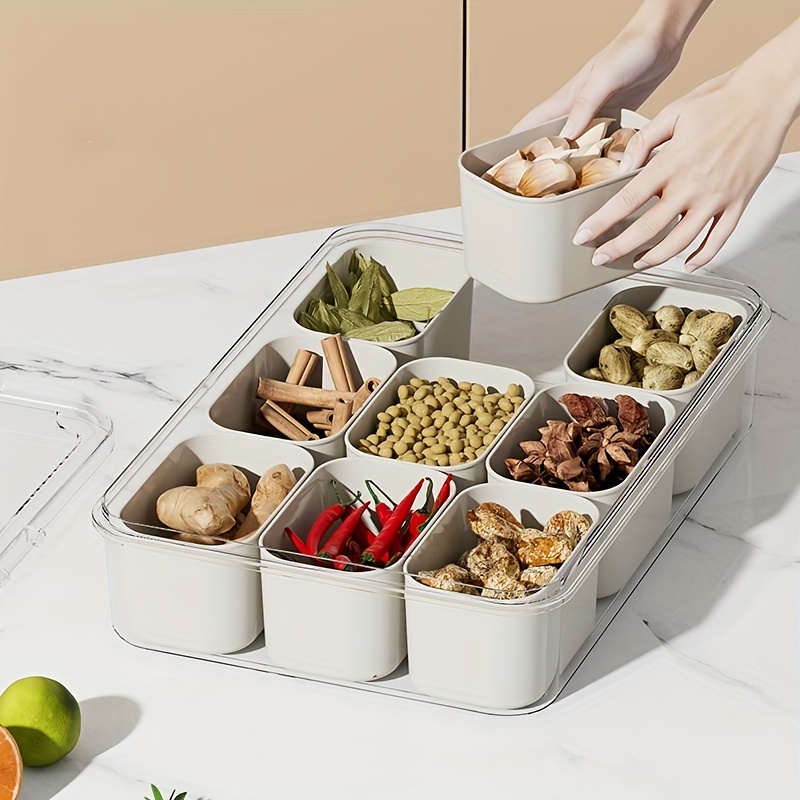 Versatile 6/9-compartment Serving Tray With Handle & Lid - Perfect For ...
