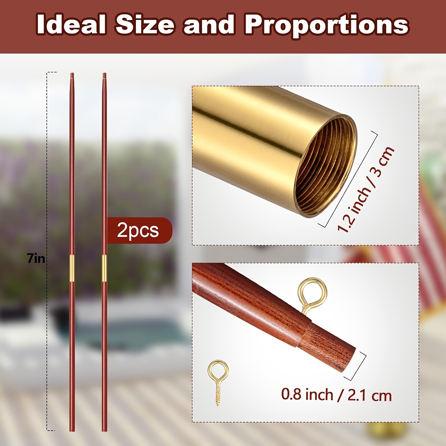 Indoor Flagpole Solid Wooden Flag Pole Brass Screw - Temu