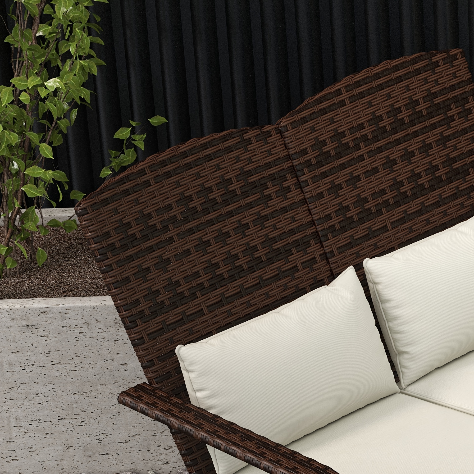 Wicker Adirondack Chair For 2 With Cushions Footrests Pe Rattan Fire ...