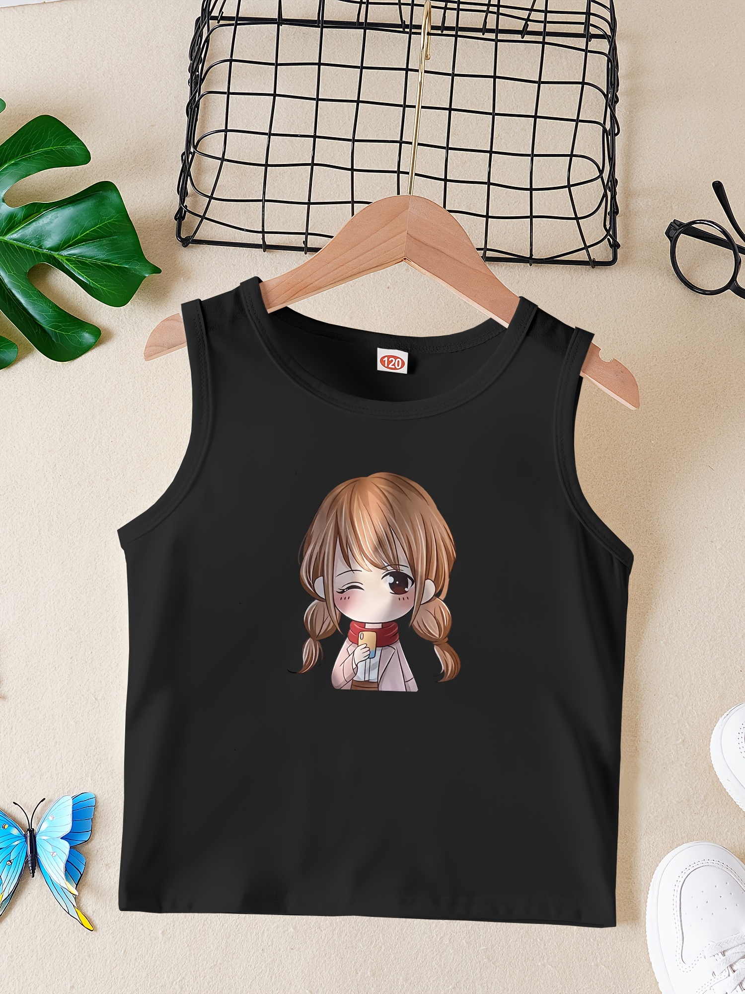 Toddler Kid Girls Cartoon Girl Pattern Tank Top Full Floral - Temu ...