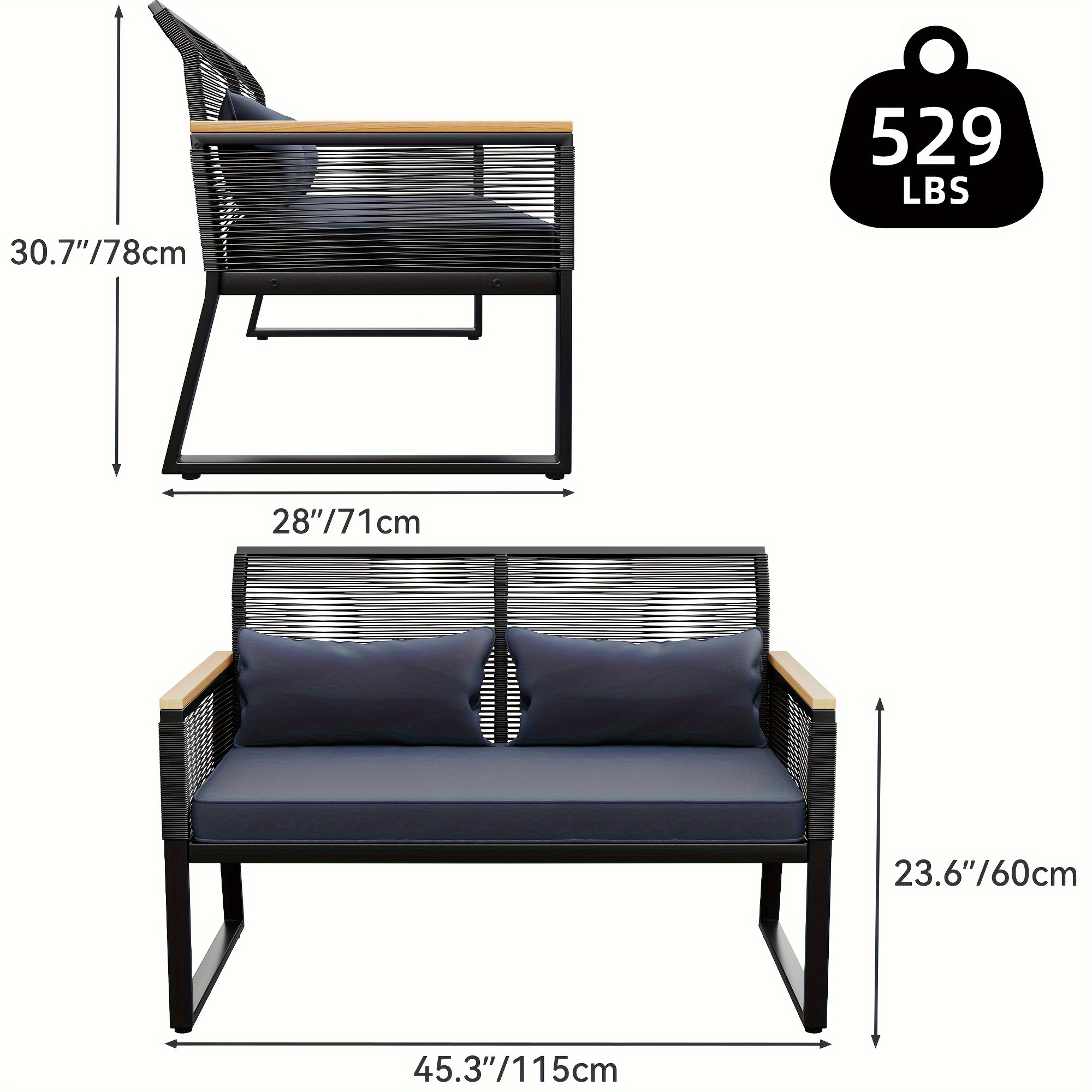 Patio Loveseat Wicker Outdoor Furniture Weather Rattan - Temu