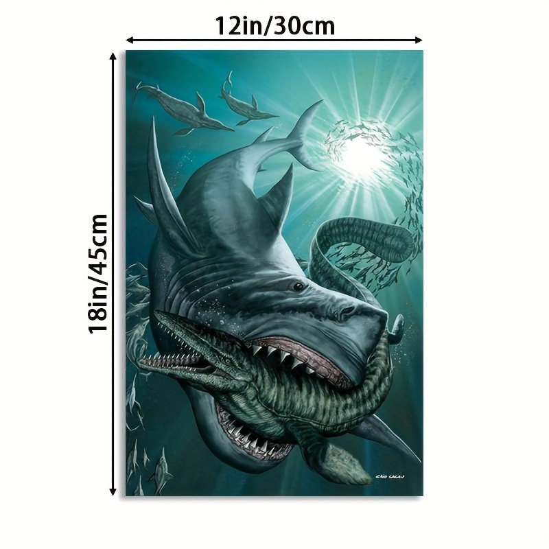 Submarine Megalodon Canvas Poster Printing Modern Wall Art - Temu Canada
