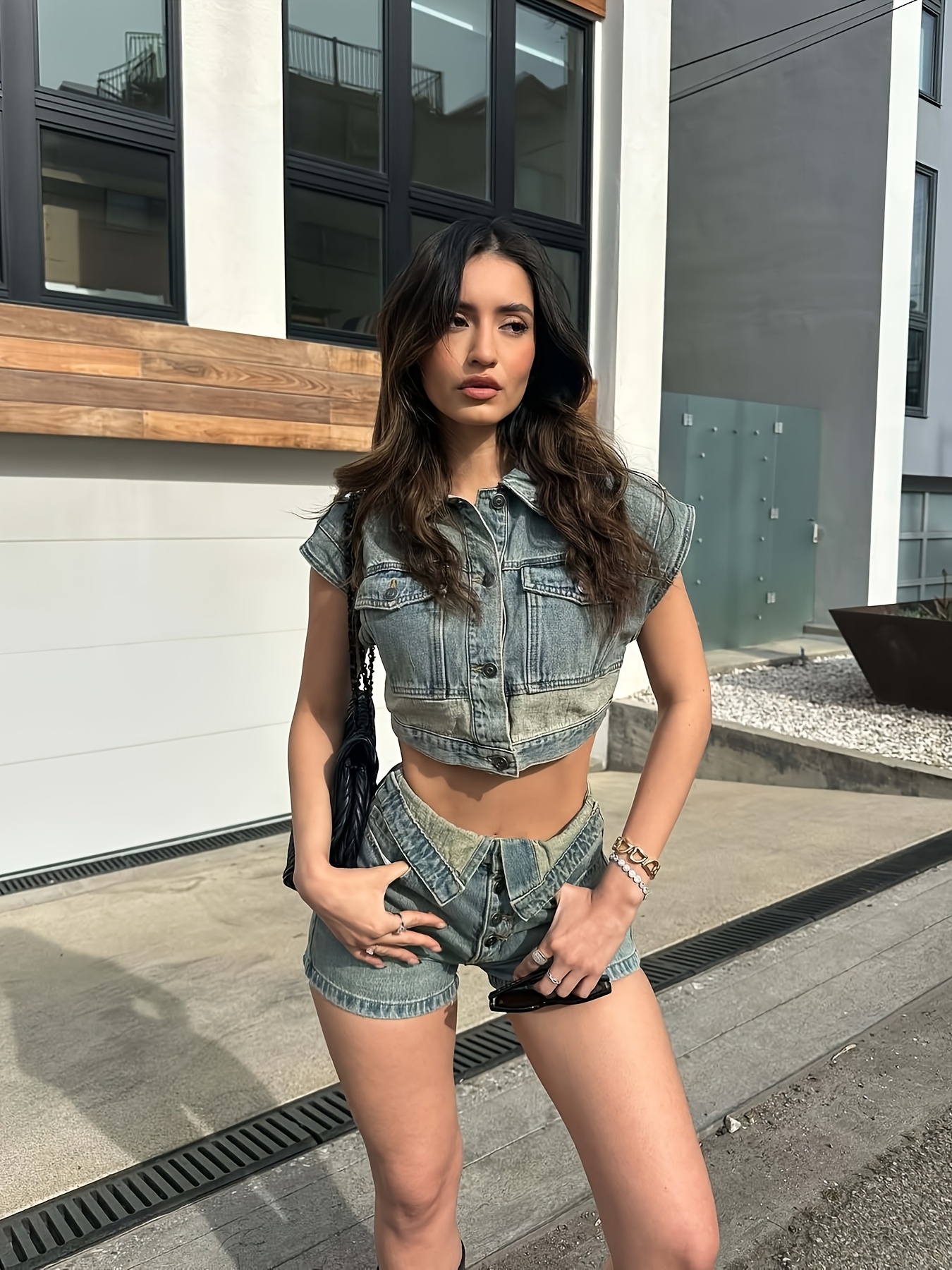 2 piece denim outfits for women sold on Temu United States