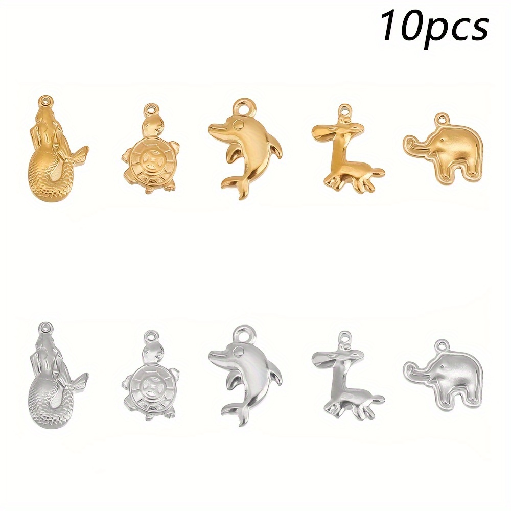 10 Styles Ocean Animals 201 Stainless Steel Pendants Diy - Temu United ...