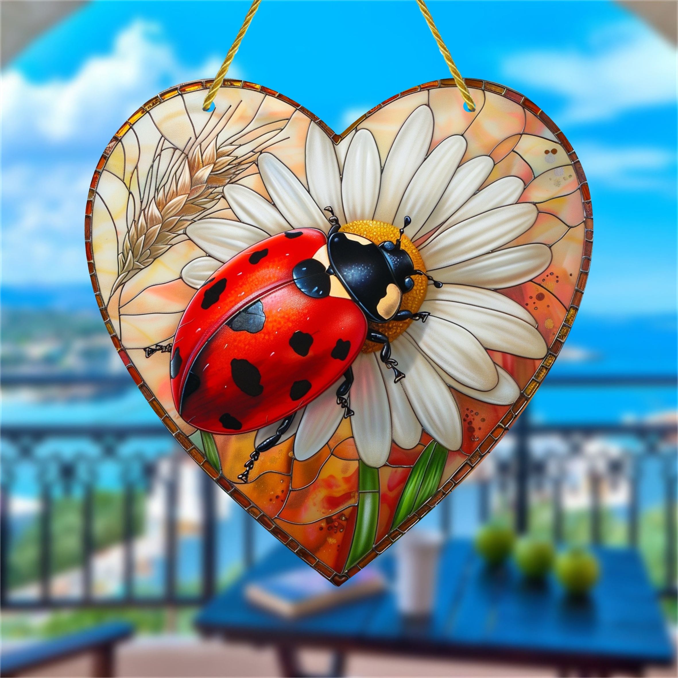 Seven star Ladybug Suncatcher stained Window Hanging acrylic - Temu Canada