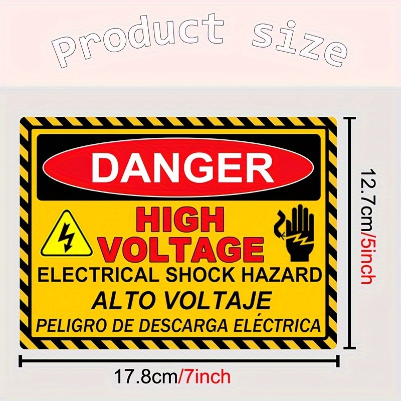 8-pack High Voltage Hazard Signs - Bilingual Spanish & English Vinyl ...