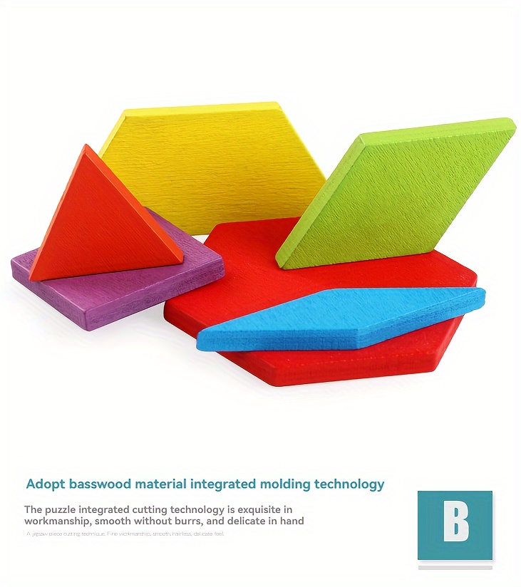 Wooden Creative Shape Puzzle, Intellectual Seven Clever Puzzle Board ...