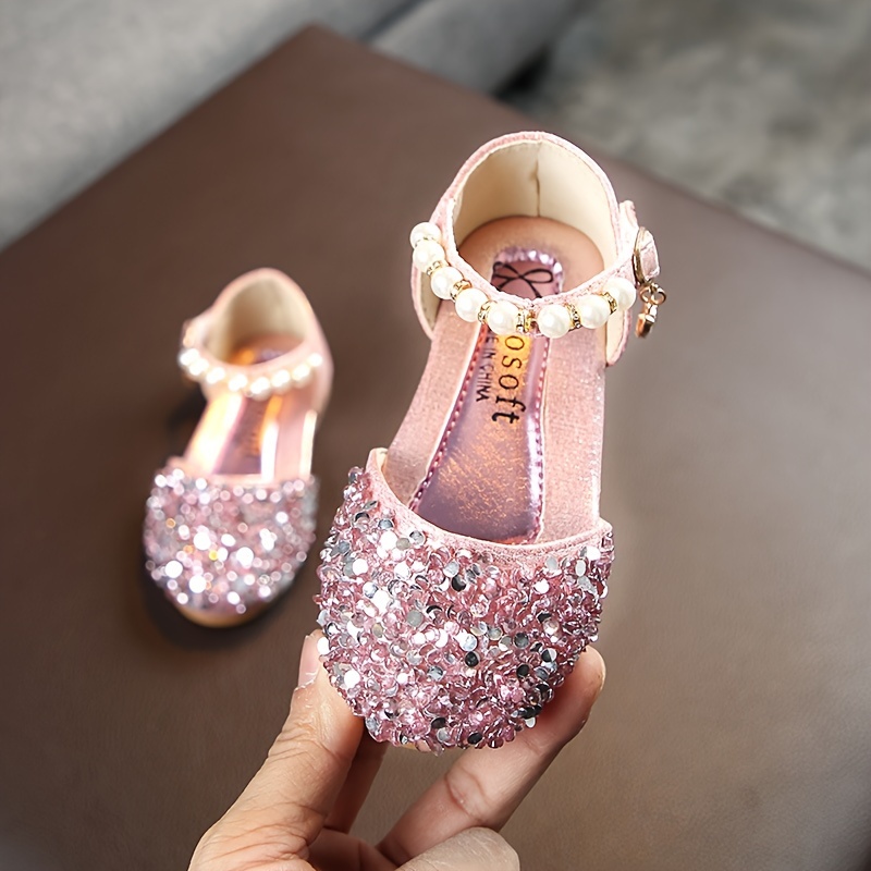 Trendy Elegant Sequin Pearl Decor Sandals Girls Breathable - Temu Ireland