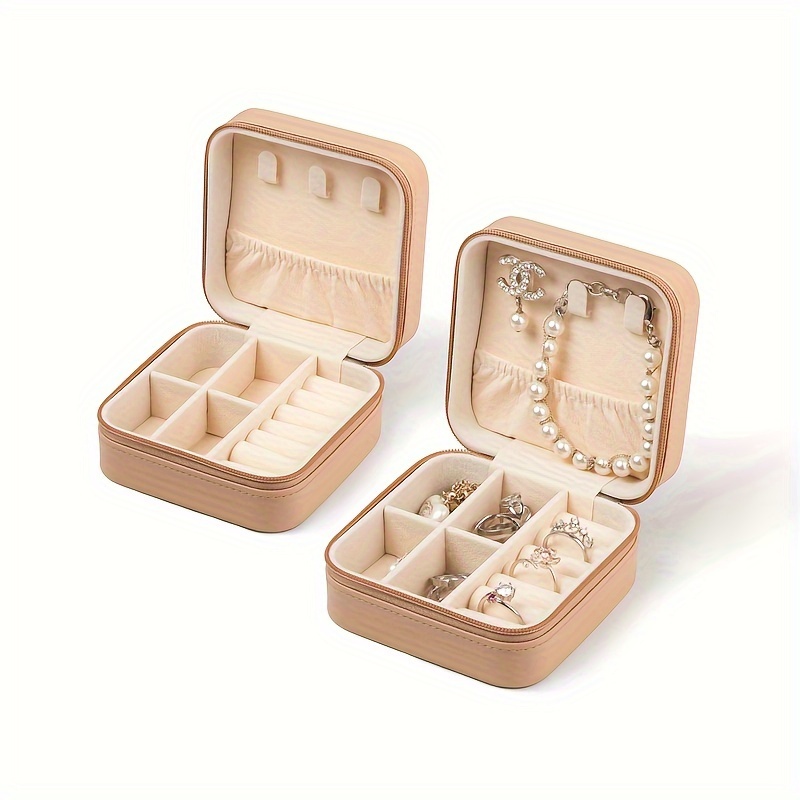 Compact Portable Pu Leather Jewelry Storage Box Travel - Temu United ...
