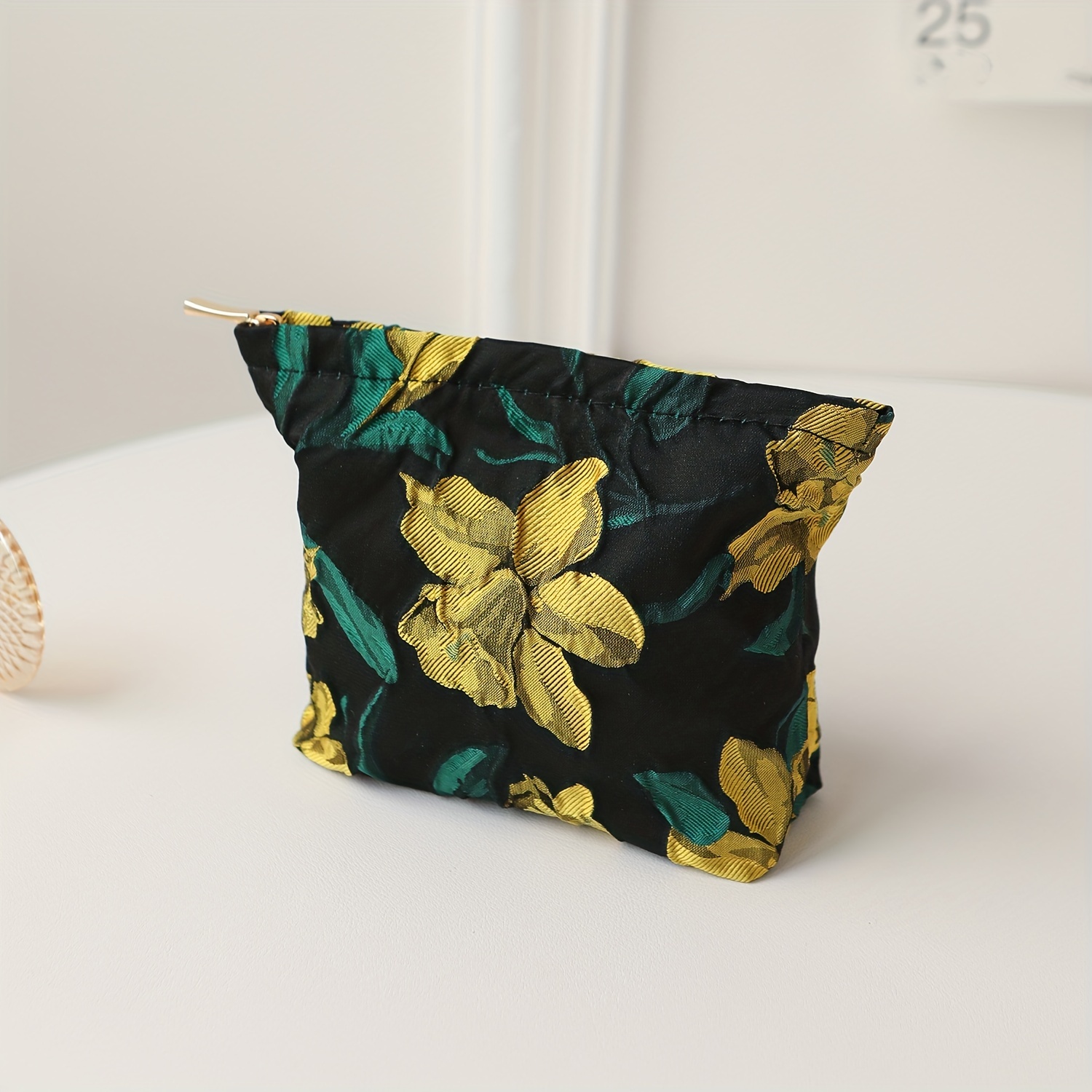 Golden Embossed Makeup Bag Portable Lipstick Pouch Coin - Temu Australia