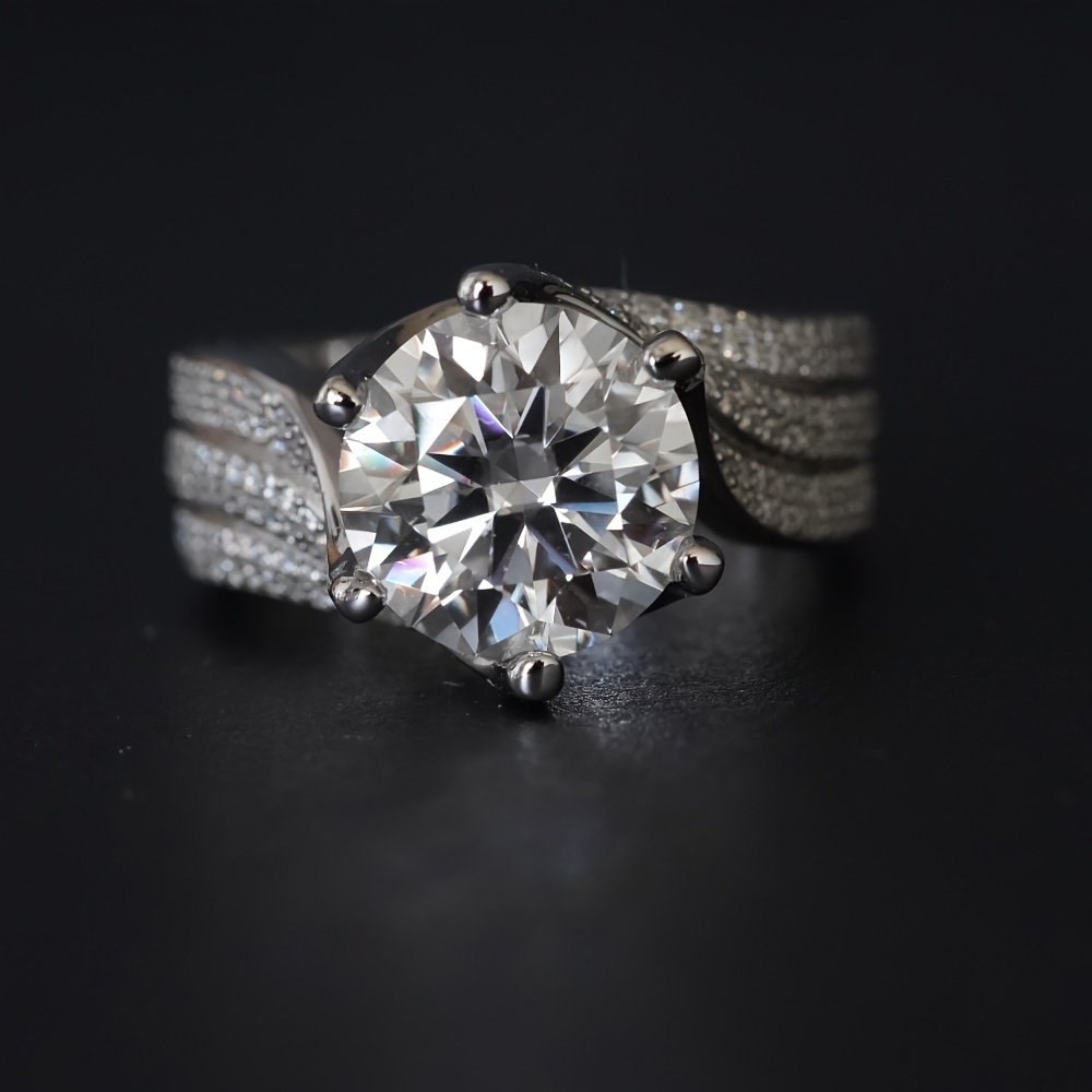 Shiny Moissanite Ring Twisted Men's Engagement Rings Wedding - Temu ...