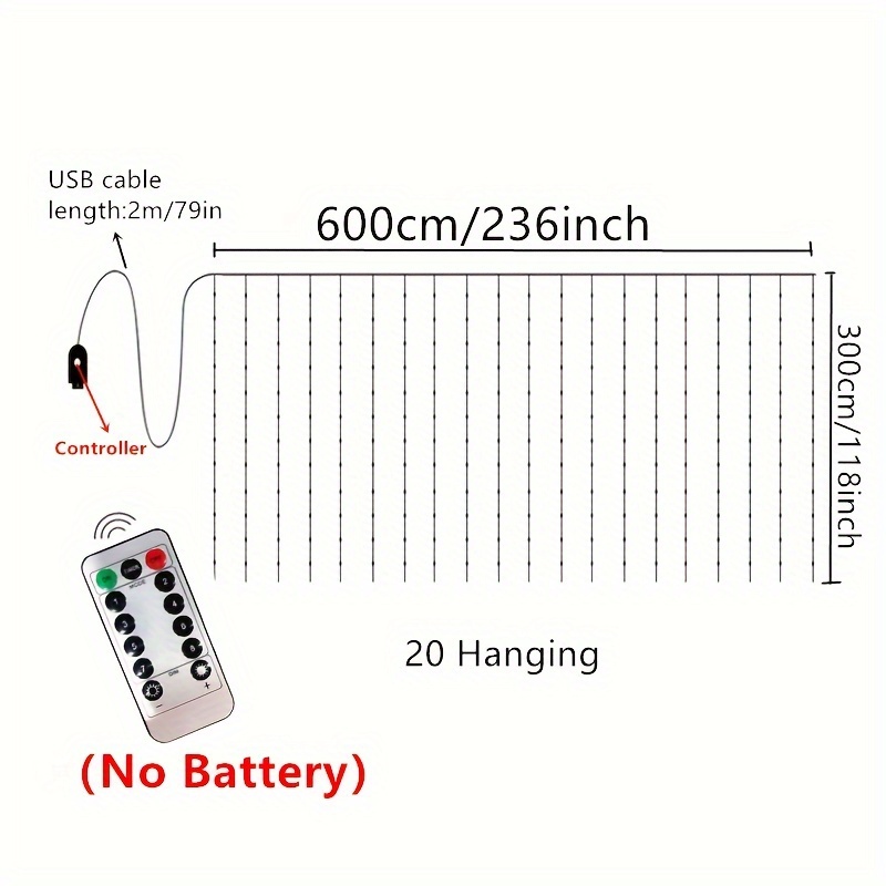 LED Outdoor Fairy String Lights - Remote - USB 6M x 3M - Camping Boutique