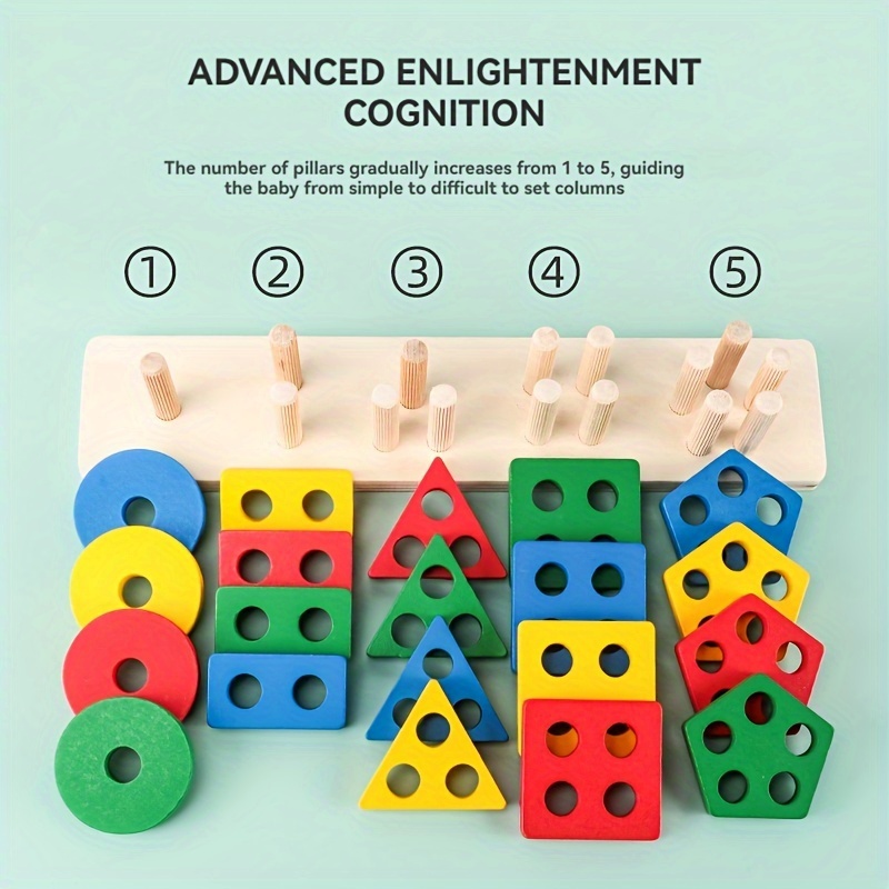 Wooden Geometric Shape Sorting Toy Toddlers: Shape - Temu