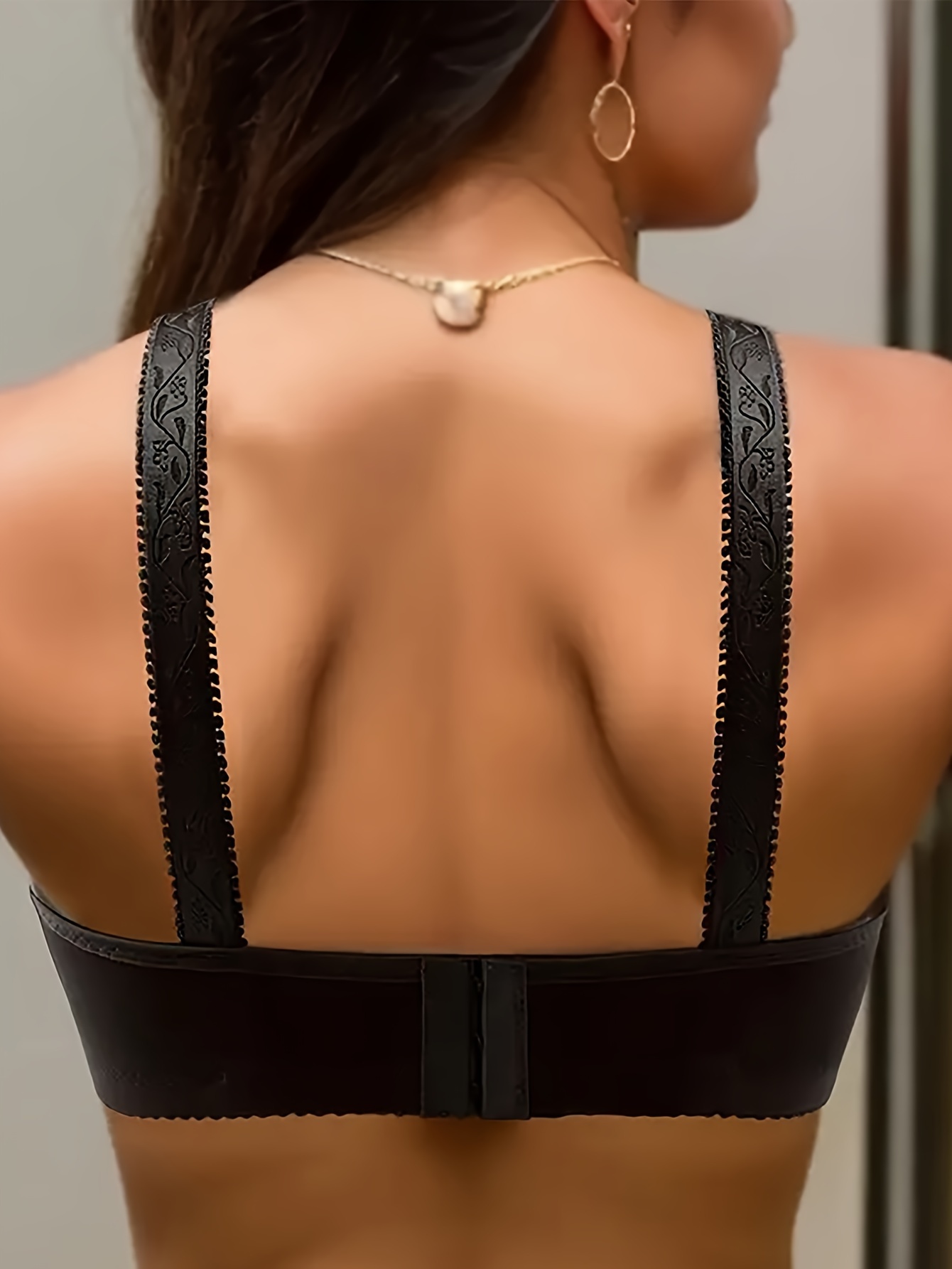 Simple Contrast Lace Floral Patch Bra Comfy Breathable - Temu