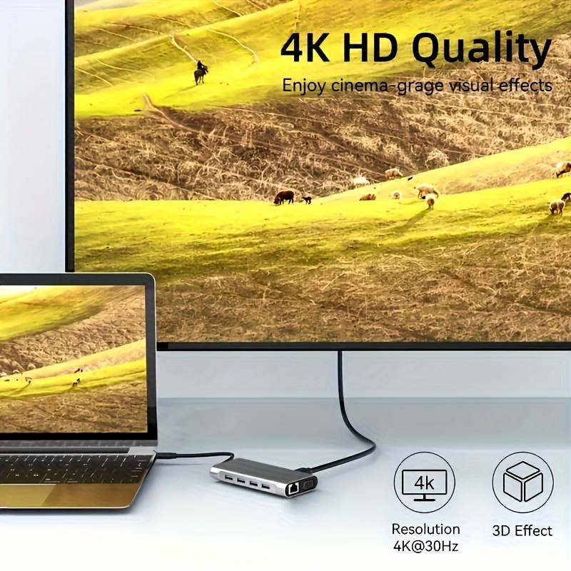 11 in 1 usb c ステーション トリプルディスプレイ付き hdtv vga pd イー 3x - Temu Japan