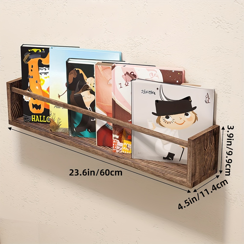 Dark Carbonized Color Bookshelves Floating Bookshelves Wall - Temu