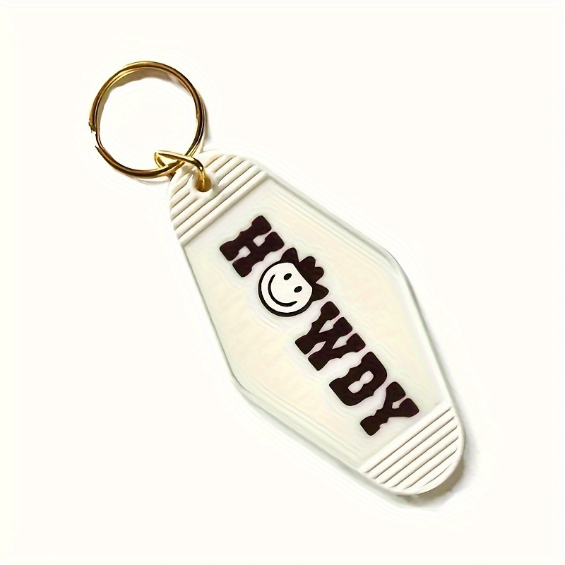 Smile Face Howdy Hotel Motel Keychain Cute Acrylic Key Tags - Temu ...