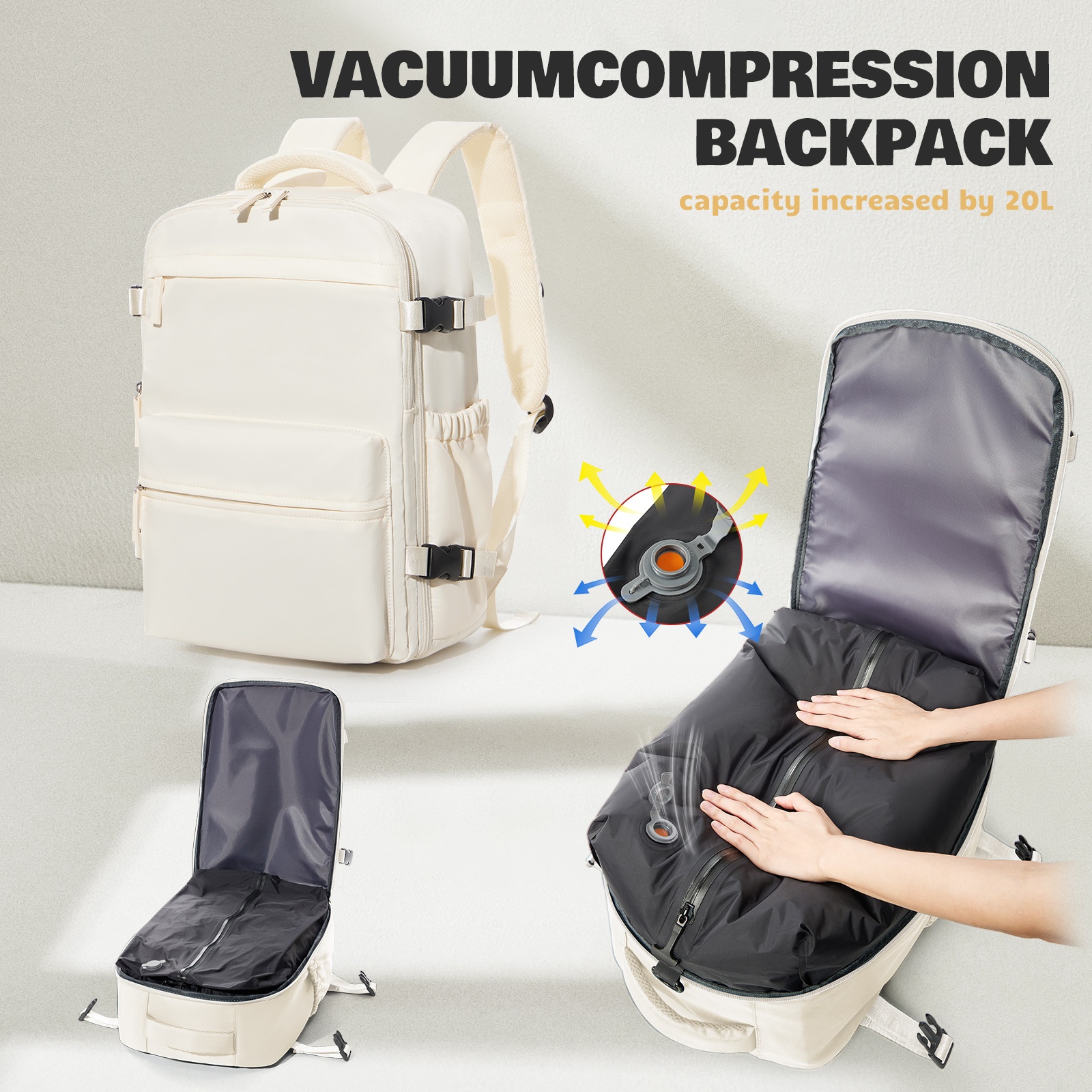 vacuum compression backpack sold on Temu United States