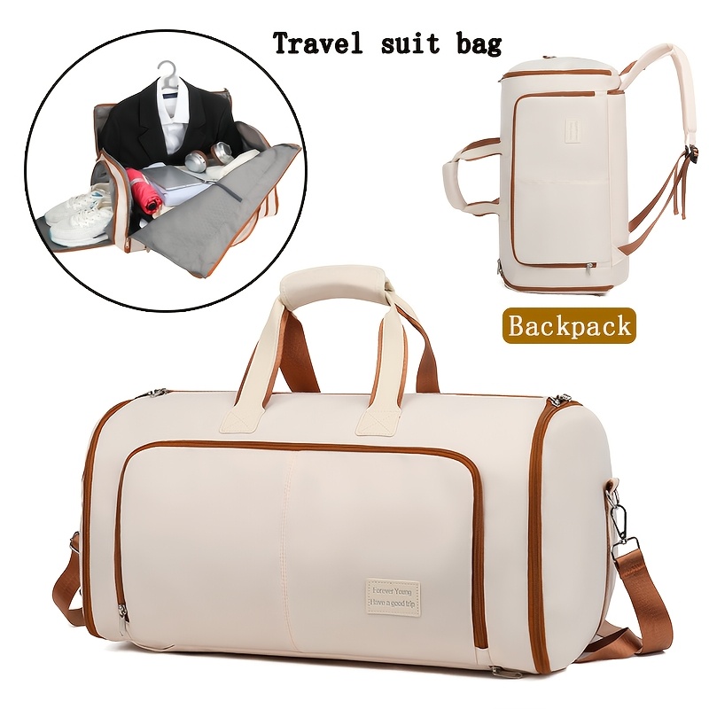 60L Multi Functional Travel Backpack Casual Nylon Solid Color Black Beige Pink Grey Royal Blue with Shoe Compartment Removable strap Zipper Closure Nylon Lining for Hiking Travel