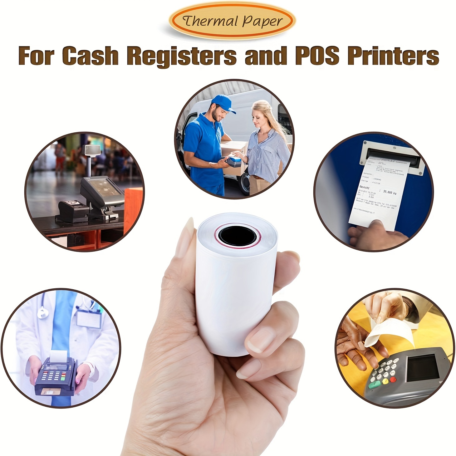 Bpa-free Thermal Receipt Paper Roll, 1/4" X 35ft - Fits All Mini Pos ...
