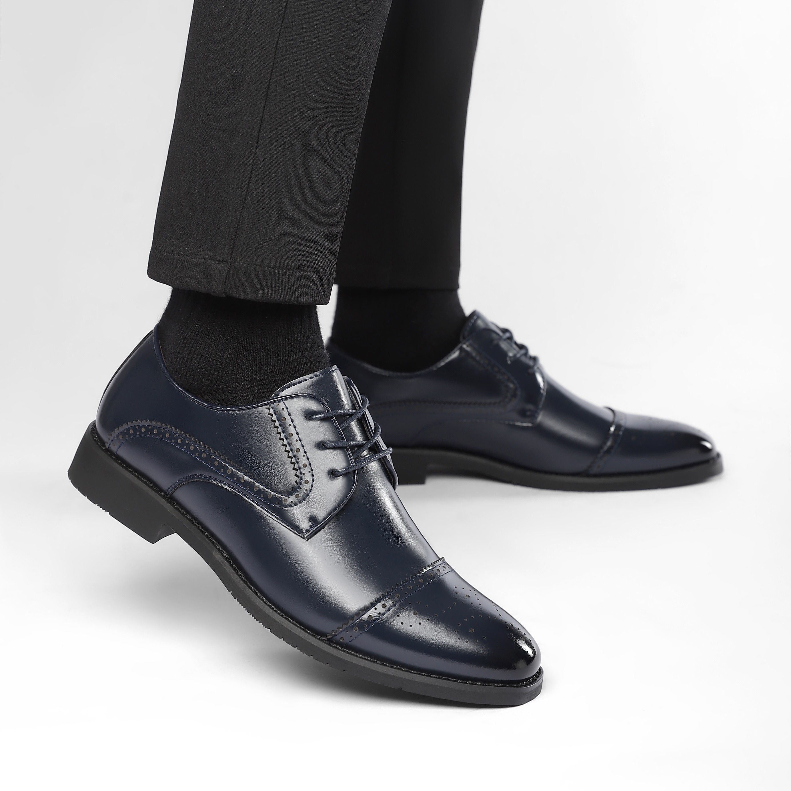 Plus Size Mens Solid Toe Brogues With Pu Leather Uppers Mens Lace Up ...