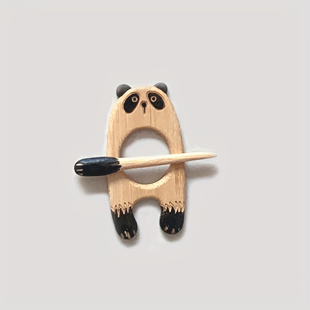 Handmade Wooden Animal Brooch Pins Cute Cartoon Cat Bear - Temu