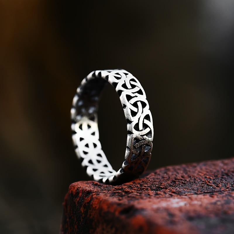Viking Triangle Knot Hollow Ring Men's Alloy Ring - Temu United Kingdom