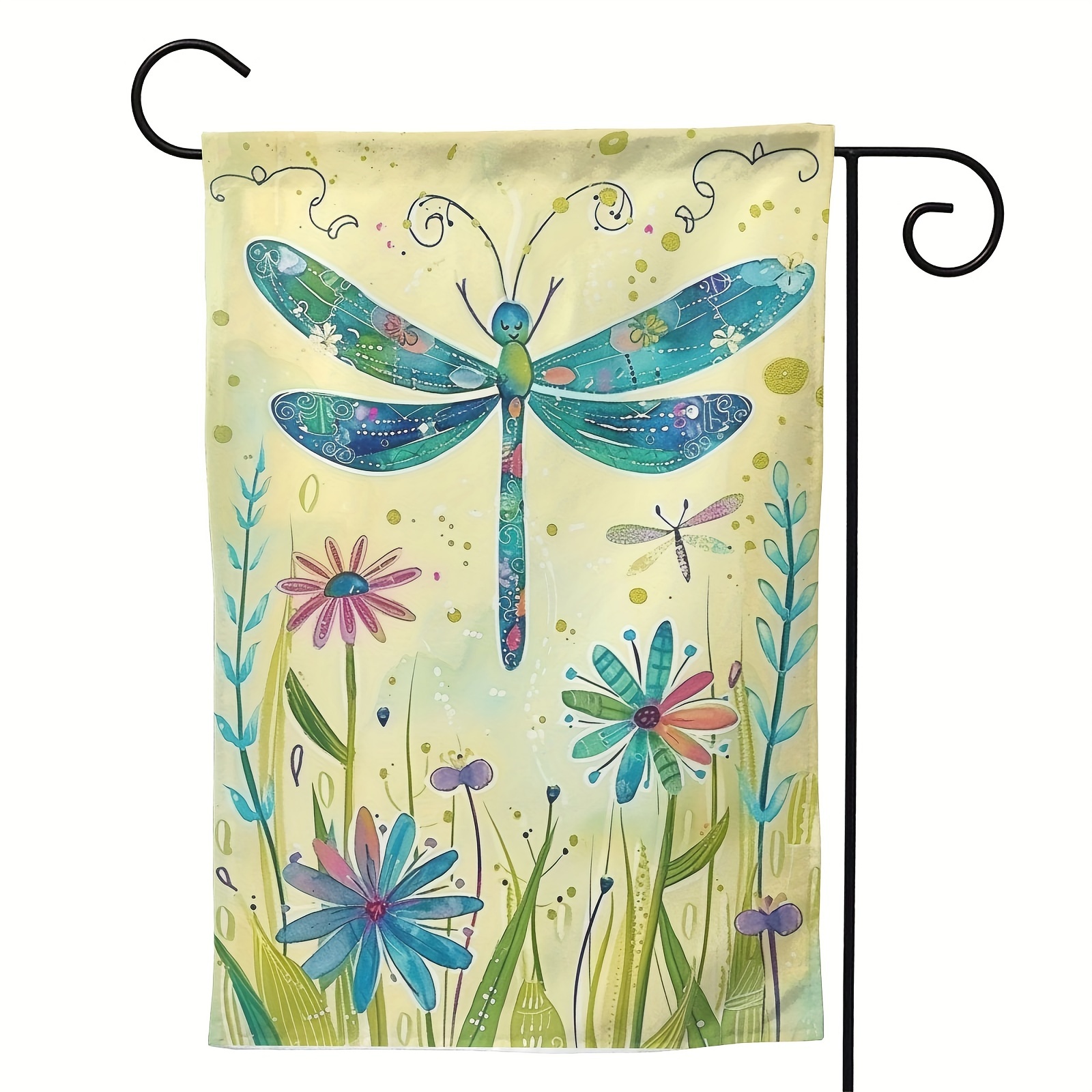 dragonflies background colorful flowers garden flags - Temu New Zealand