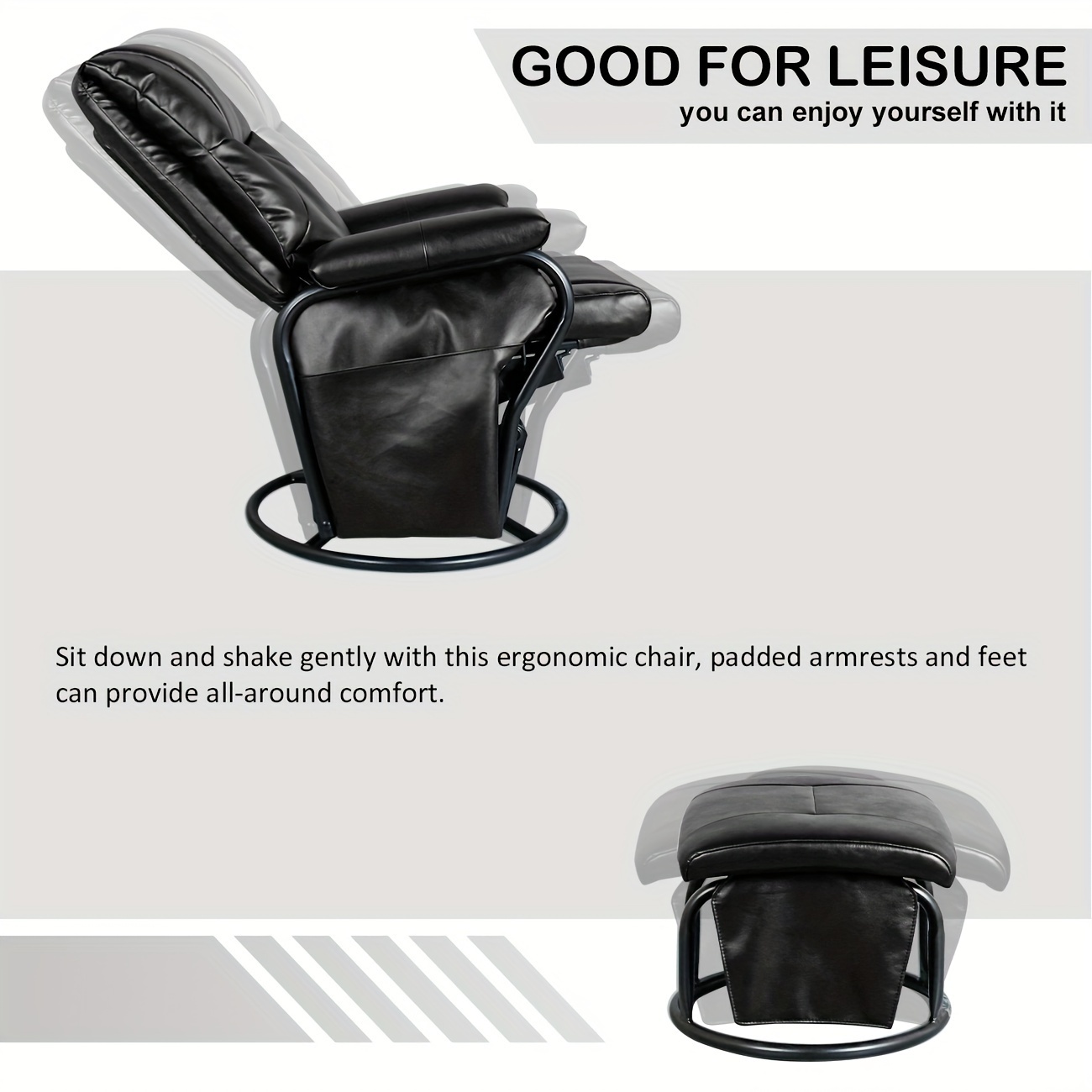 Glider Chairs Rocking Chair With Ottoman 360 Swivel Chair Pu Leather ...