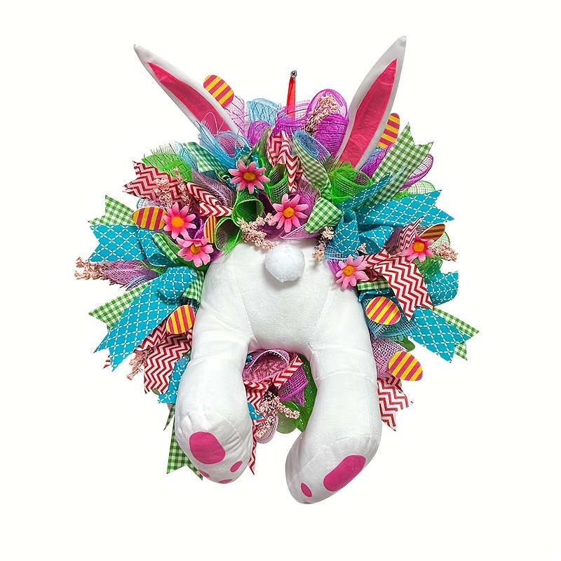 Easter Bunny Wreath Front Door Decoration Easter Rabbit Legs - Temu Canada