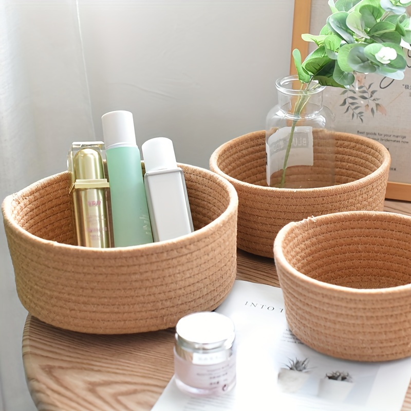 Handwoven Desktop Storage Basket Simple Solid Sundries - Temu Canada