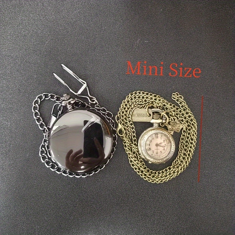 1pc Retro Bronze Rabbit Tag Display Small Quartz Pocket Watch Pendant ...