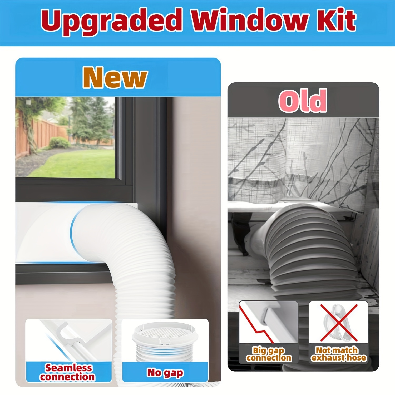 Upgraded Portable Ac Window Vent Kit With 5 1 5 9 Universal Hose ...