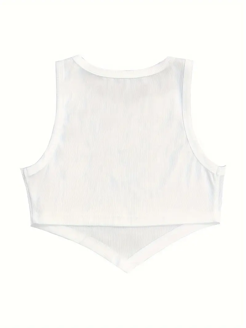 Solid Color Crew Neck Tank Top Casual Sleeveless Tank Top For Summer