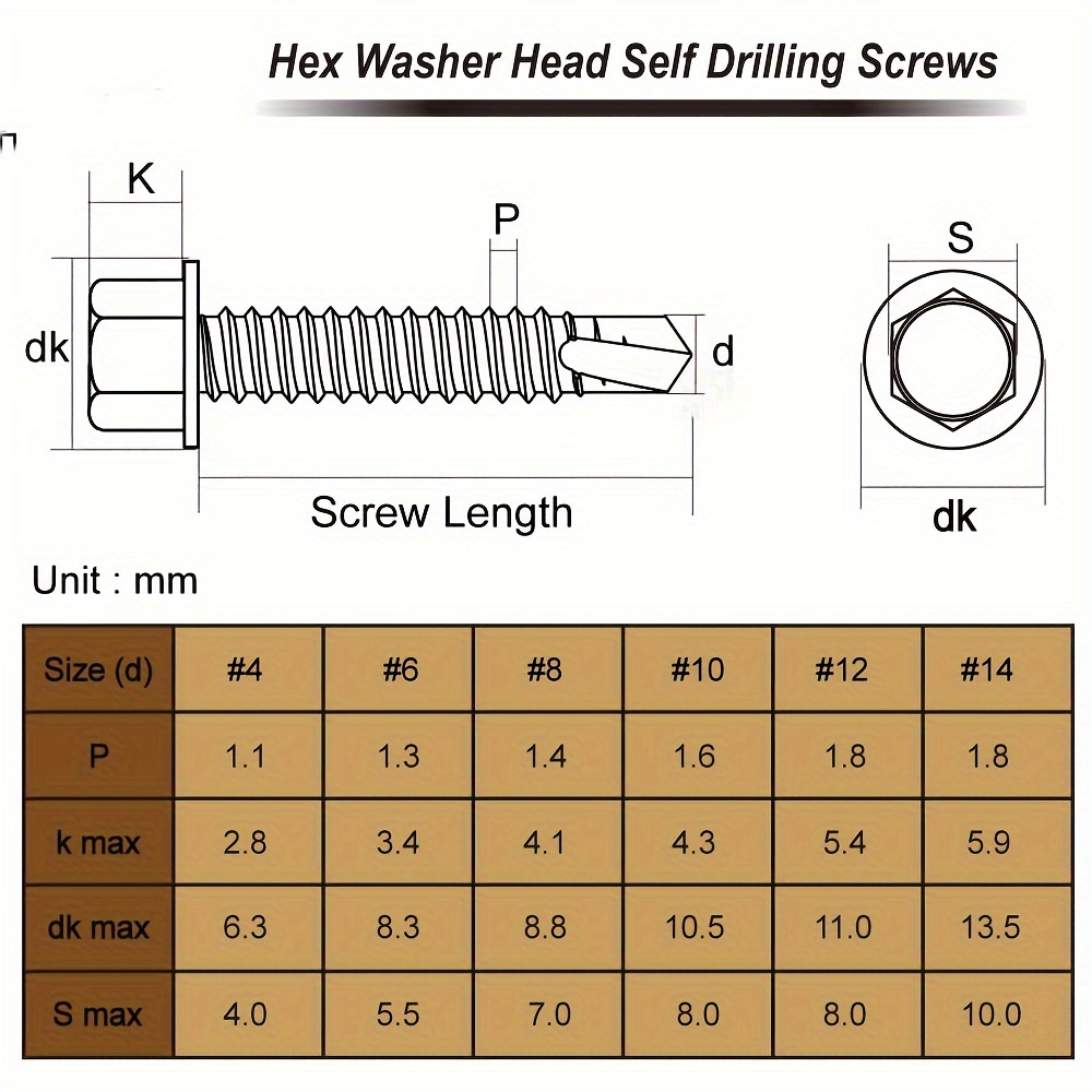 8 hex washer head self drilling screws 410 stainless steel - Temu New Zealand