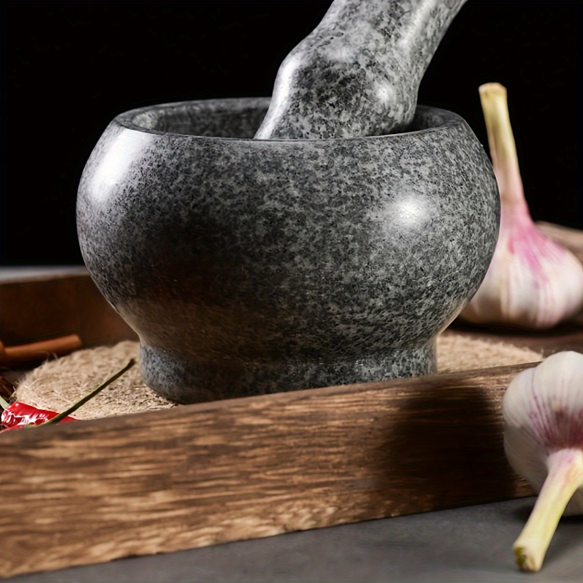 Natural Stone Mortar Pestle Set Traditional Cylindrical - Temu South Africa