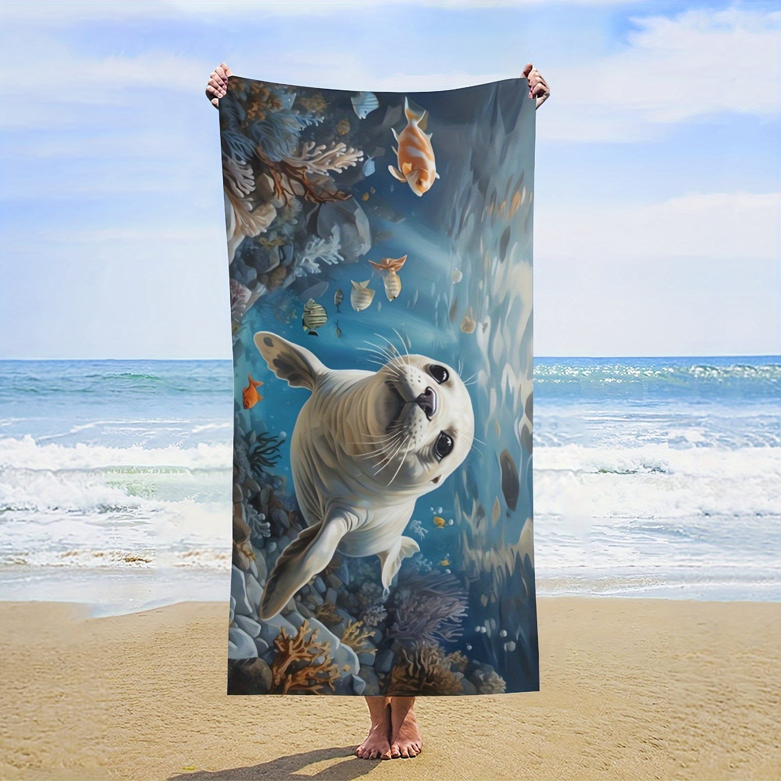 Рушник Для Кемпінгу З Миленьким Малюнком Морського Пса Швидкосохнучий