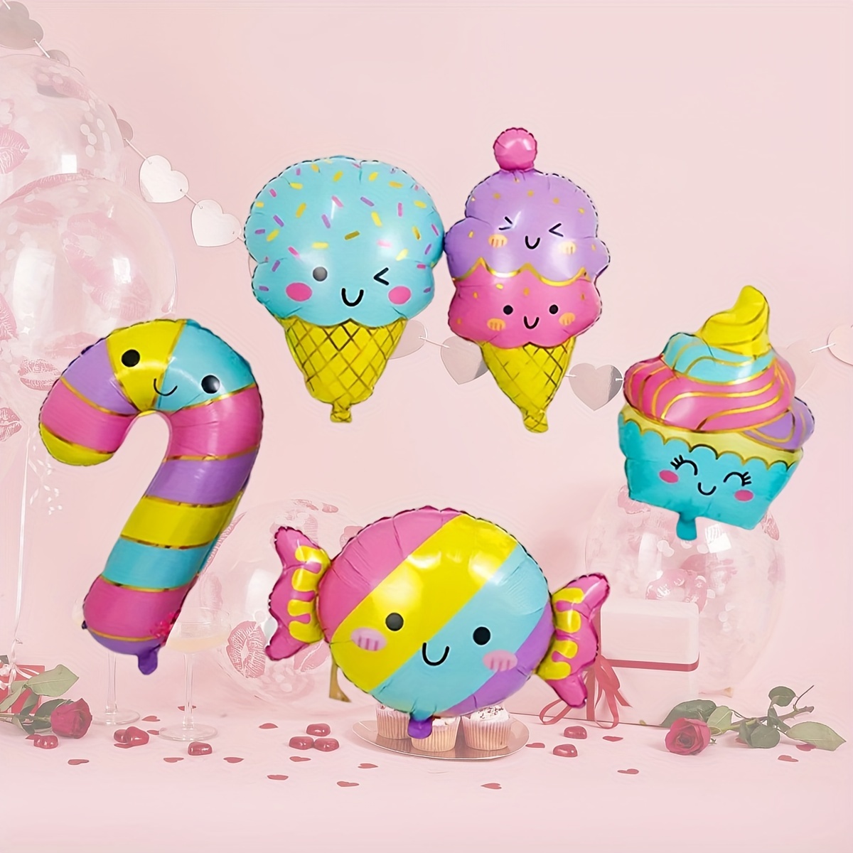 Ice Cream Themed Balloons Mixed Color Aluminum Foil Balloons - Temu