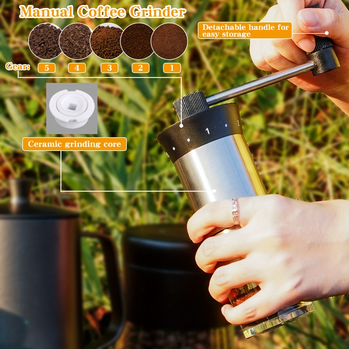 8-piece Portable Manual Coffee Grinder Set With Stainless Steel ...