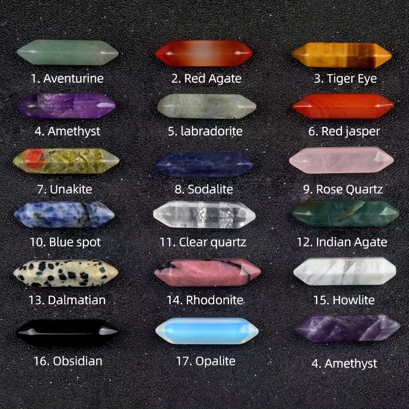 1pc/5pcs Assorted Hexagonal Wand Crystals Stone Beads, Bullet Shaped ...