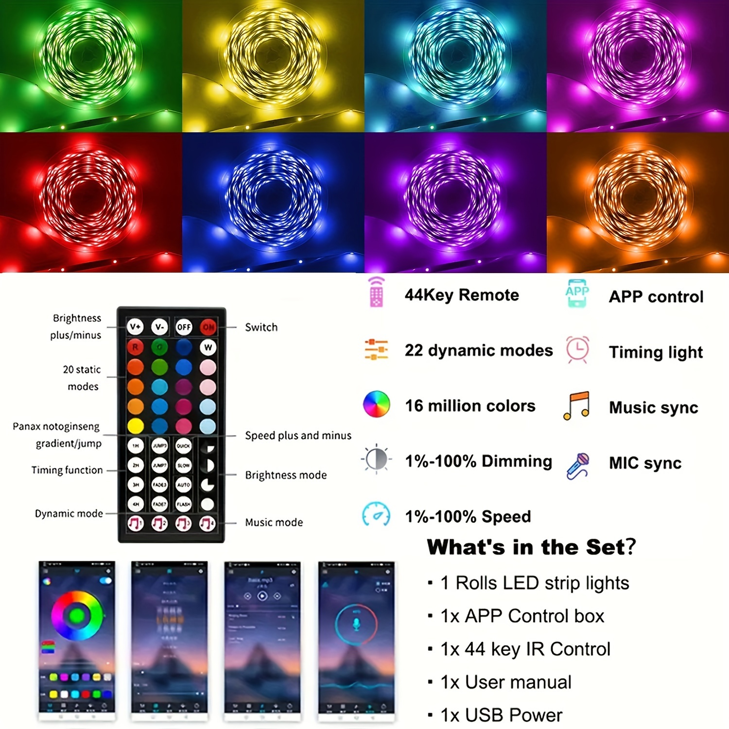 Led Lights Smart Control Led Strip Lights Home Decoration - Temu United ...