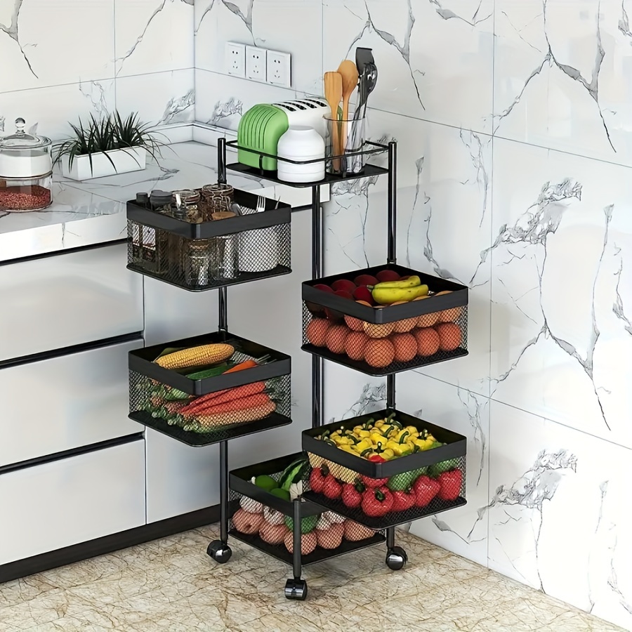 Rotating multilayer kitchen shelf store