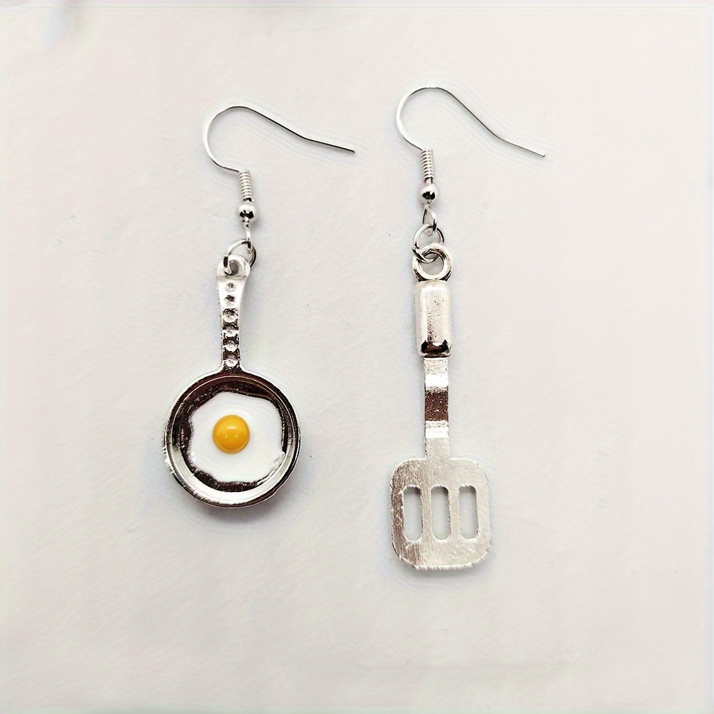Cute Cartoon Frying Pan Fried Egg Earrings Kitchenware - Temu United ...