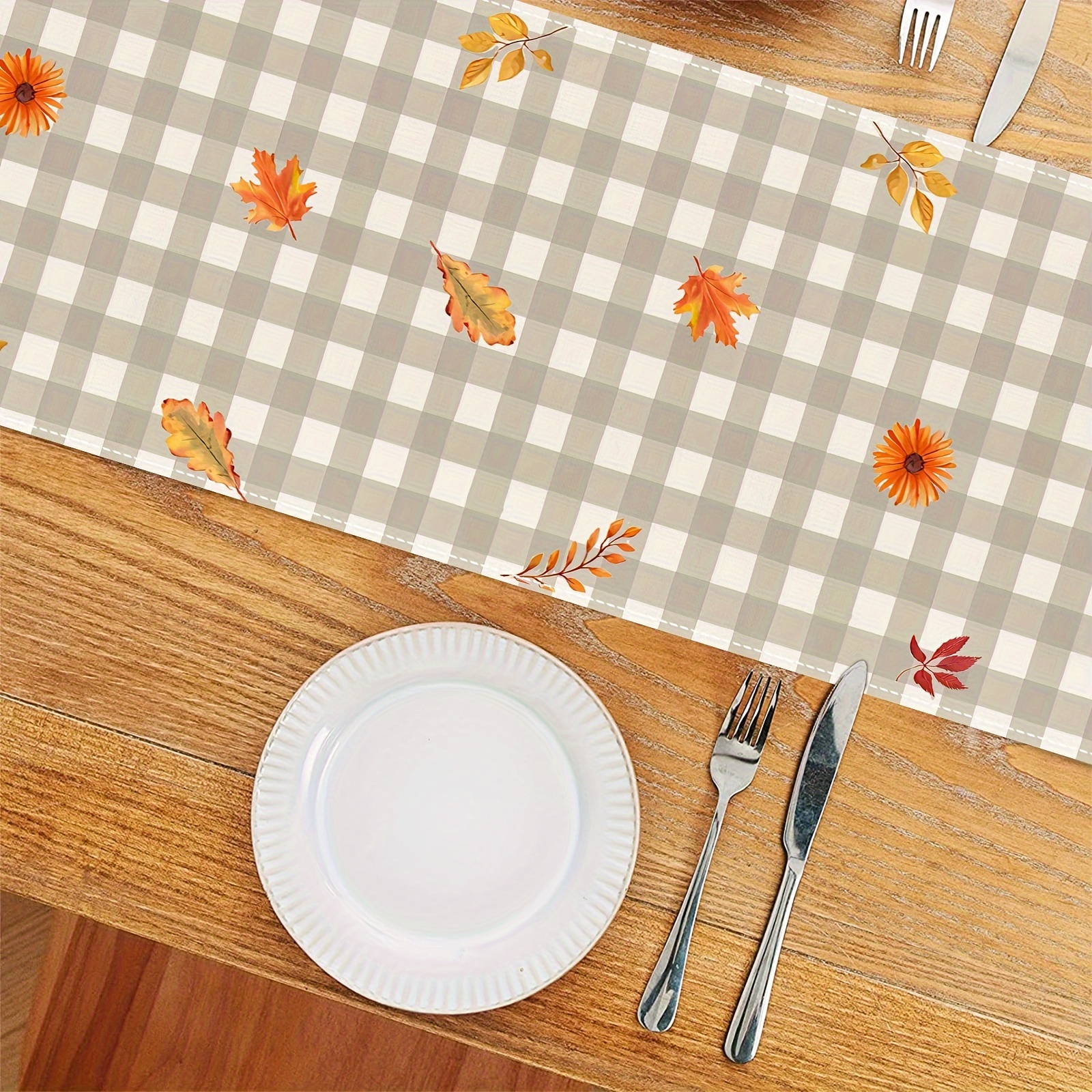Thanksgiving Table Runner Sunflower Pumpkin Buffalo Plaid - Temu