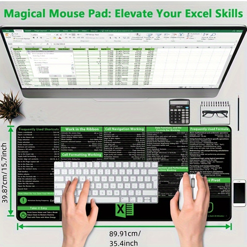 Excel Shortcuts Mouse Pad Keyboard Shortcut Mousepad Xxl - Temu