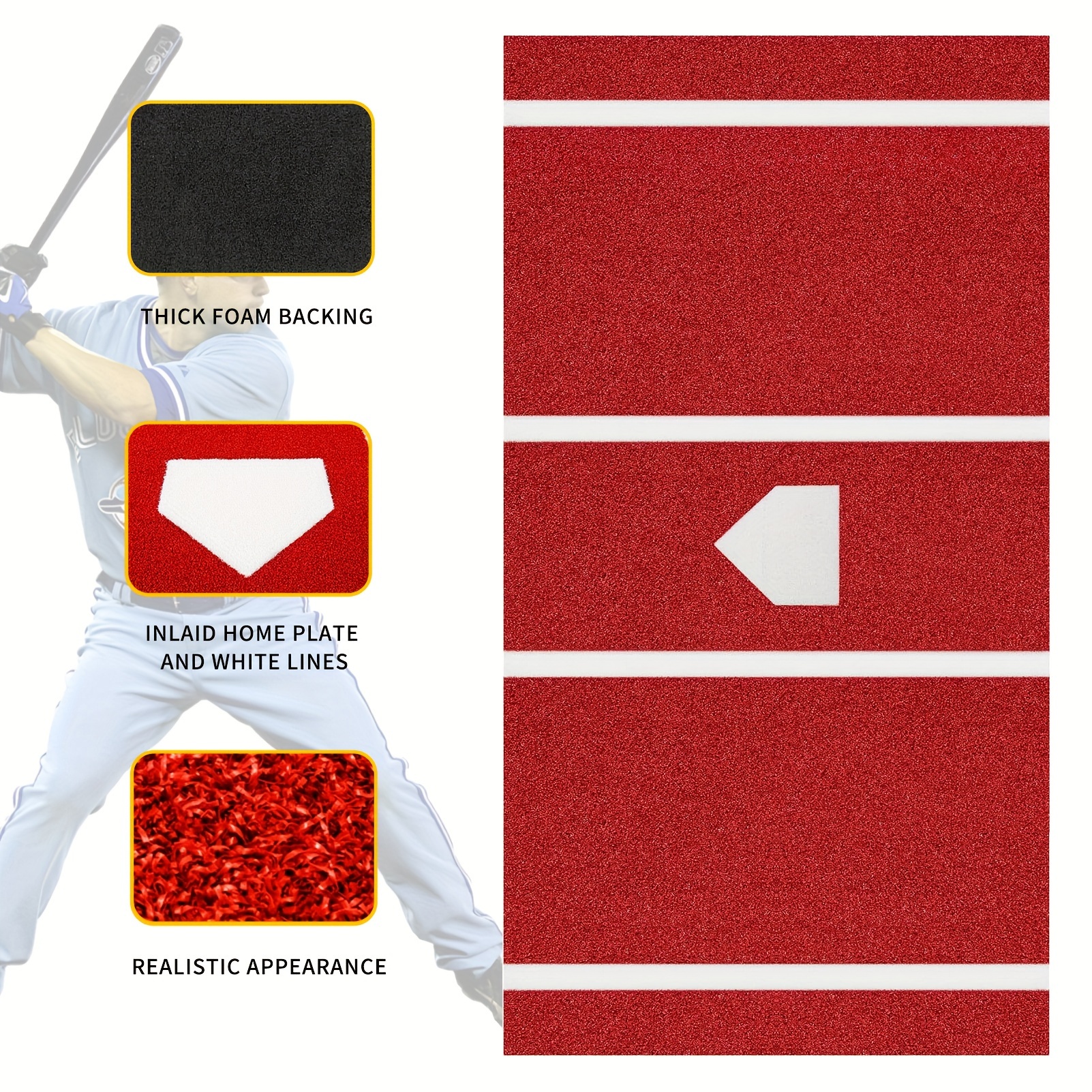 Hitting Mat Baseball 12x6' Baseball Hitting Mat - Regulation Turf With ...